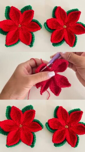 Crochet Poinsettia Flower: Step-by-Step Christmas Crochet Pattern ...